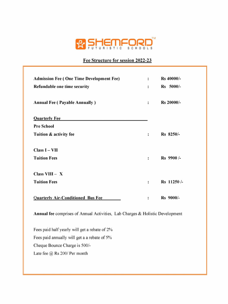 Fee Structure 2022 2023 | PDF