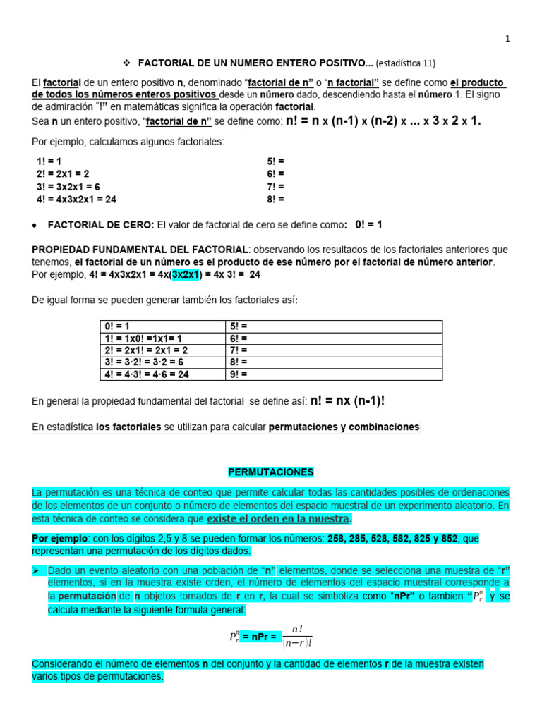 Factorial de Un Numero Entero | PDF | Permutación | ensalada