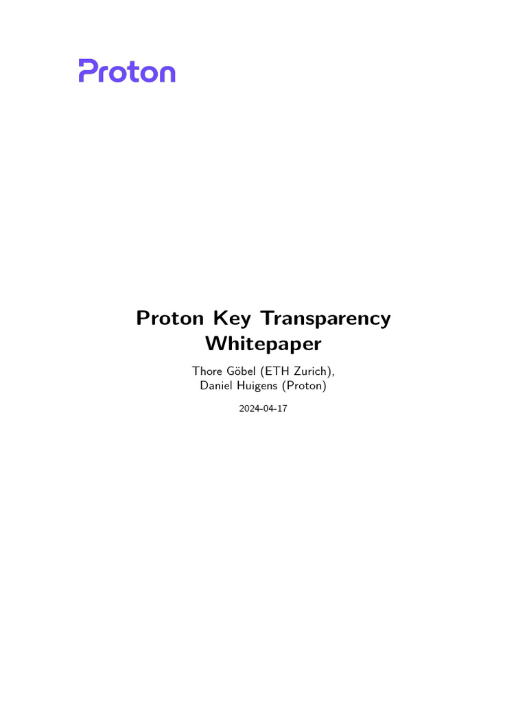Proton Keytransparency Whitepaper | PDF | Key (Cryptography) | Public ...