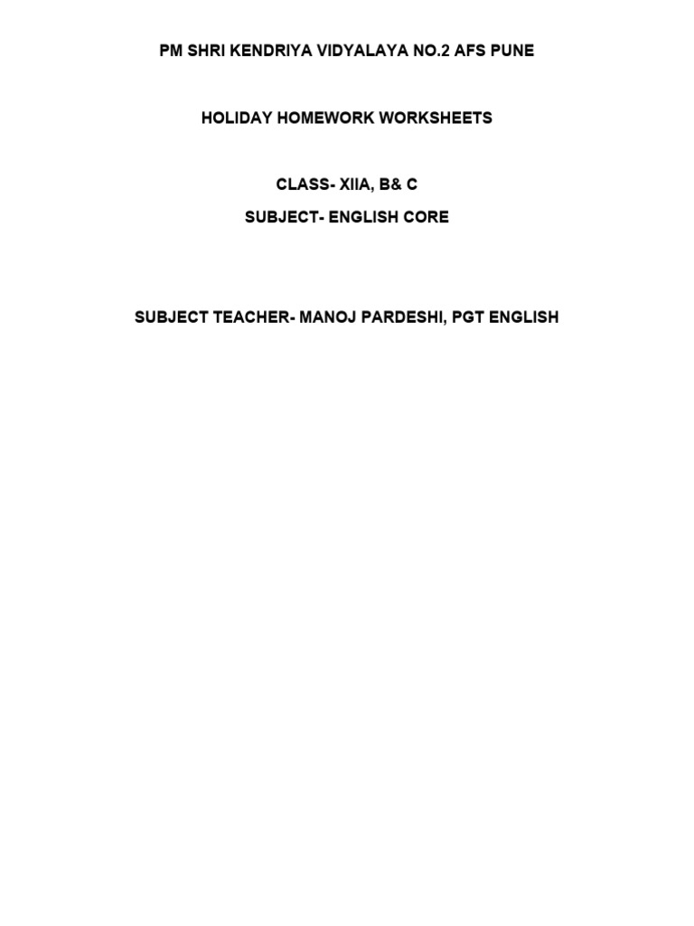 English Holiday Homework For Class-Xii | PDF | Poverty | Poverty ...