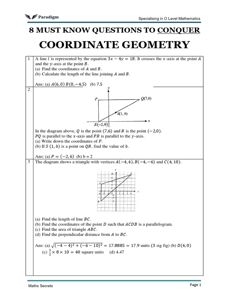 Secondary 3 E Math by Paradigm Coordinate Geometry | Download Free PDF ...