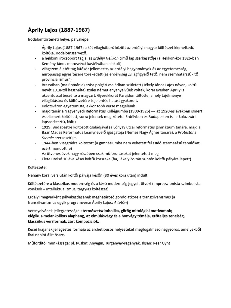 14 Áprily Lajos | PDF