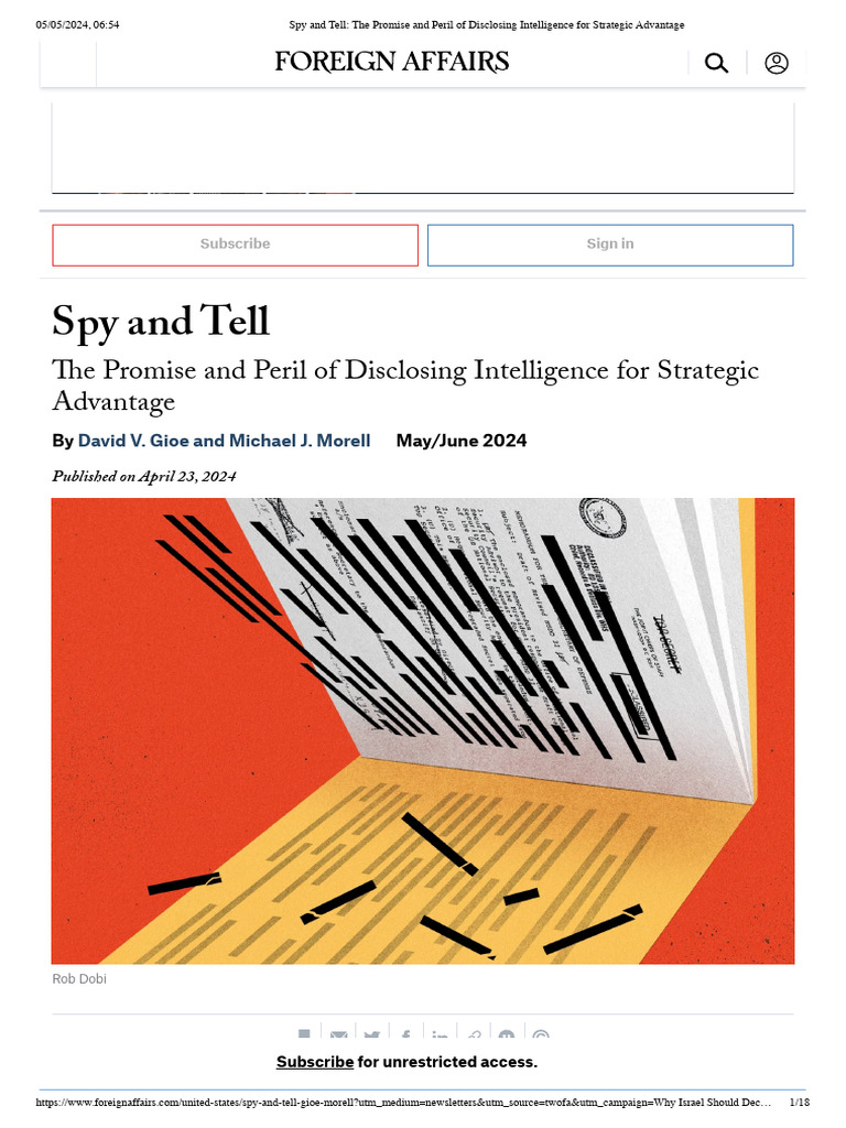 Spy and Tell_ The Promise and Peril of Disclosing Intelligence for Strategic Advantage | PDF ...