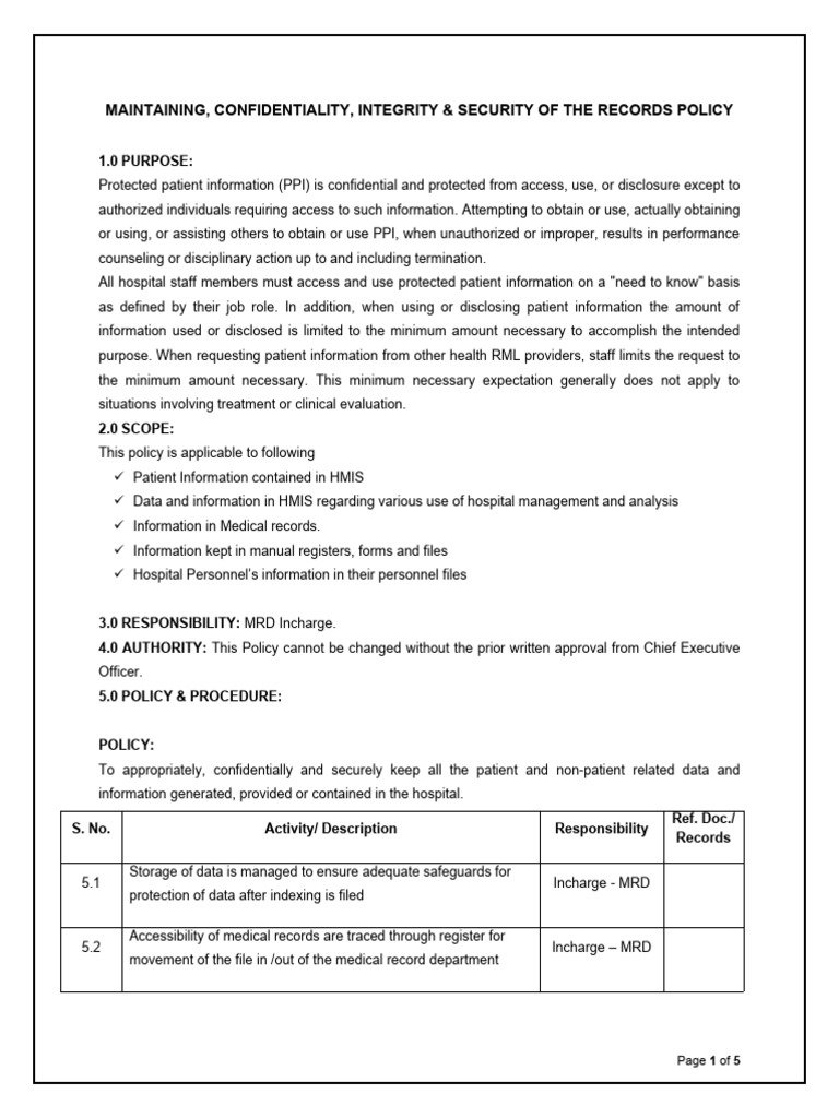 IMS 5 - Maintaining, Confidentiality, Integrity - Security of Recods ...