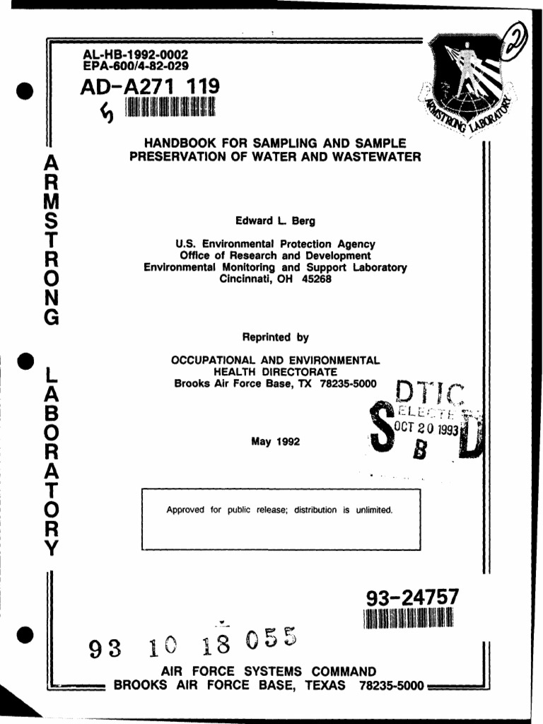 (USAF) Handbook For Sampling and Sample Preservation of Water and ...