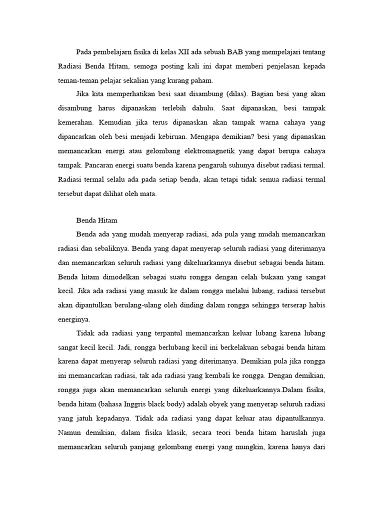 Radiasi Benda Hitam | PDF