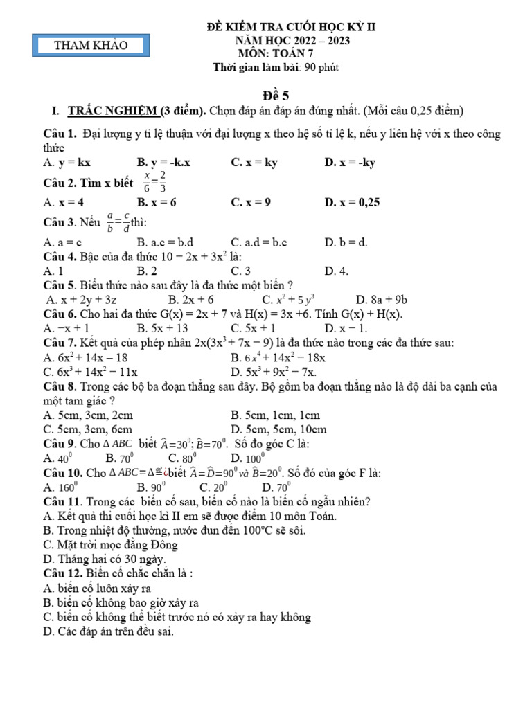 Toan 7 HK2 TK5 | PDF