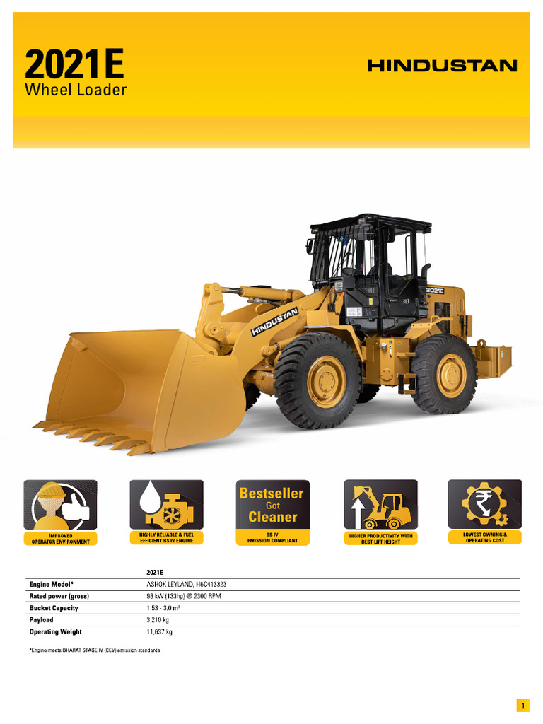 Hindustan 2021e Wheel Loader | PDF