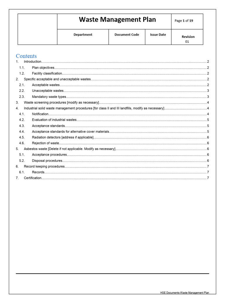 Waste Management Plan (WMP) | Download Free PDF | Waste | Waste Management
