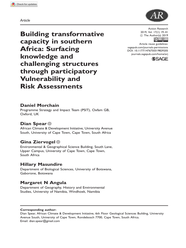 Morchain Et Al 2019 Building Transformative Capacity in Southern Africa ...