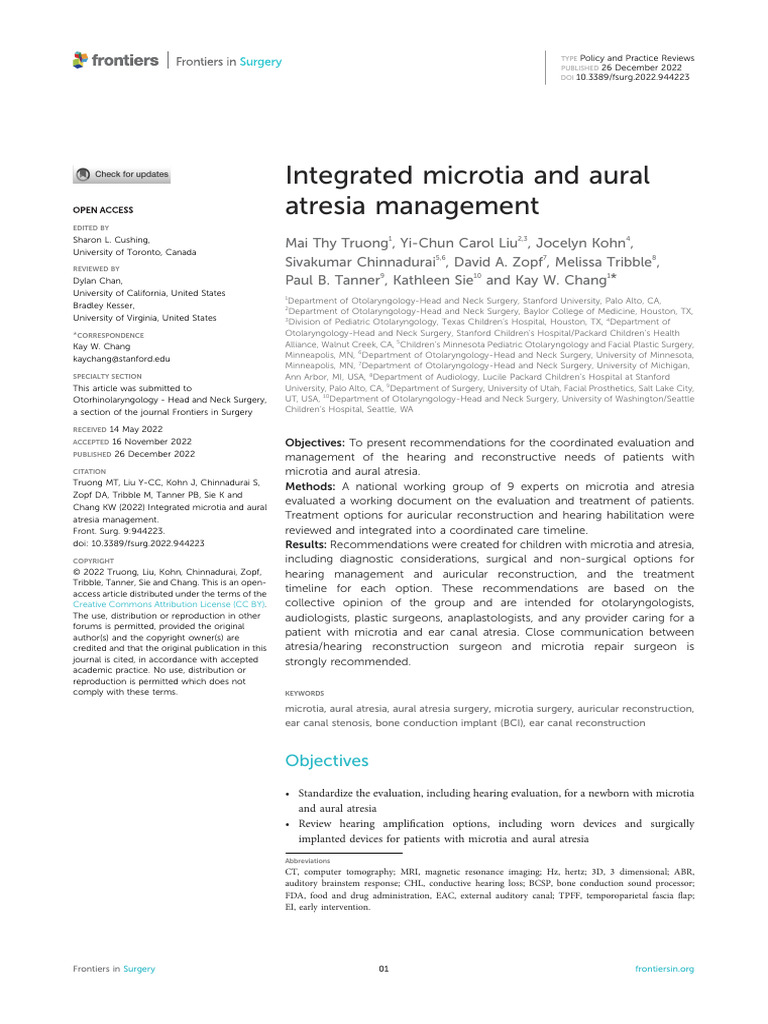 Intergated Microtia and Aural Atresia Management | PDF | Ear | Human ...
