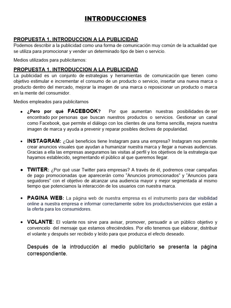 Publicidad Introducciones | PDF