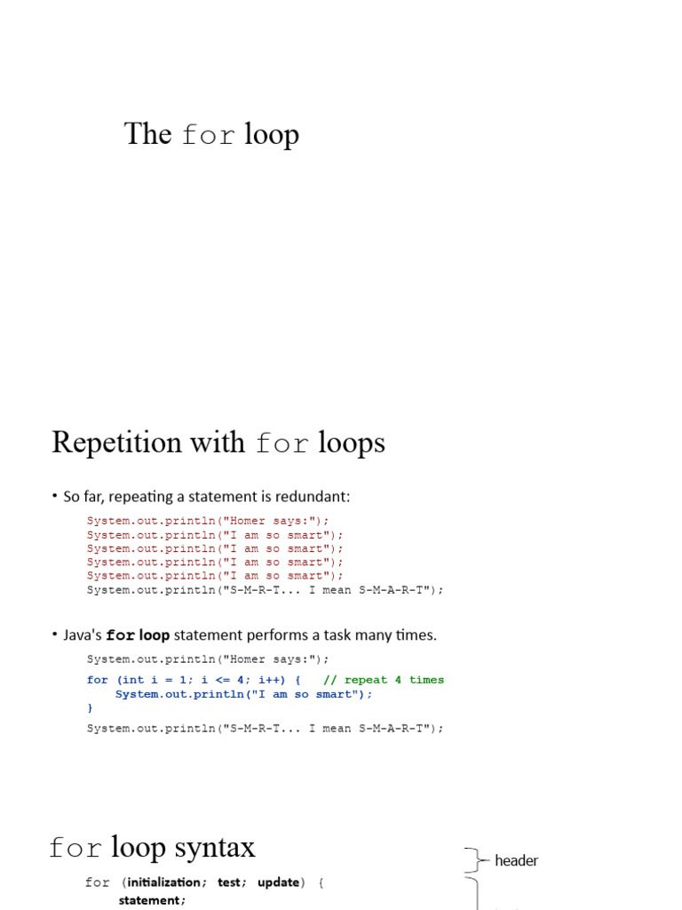 7 The For Loop | PDF | Computer Programming | Software Engineering