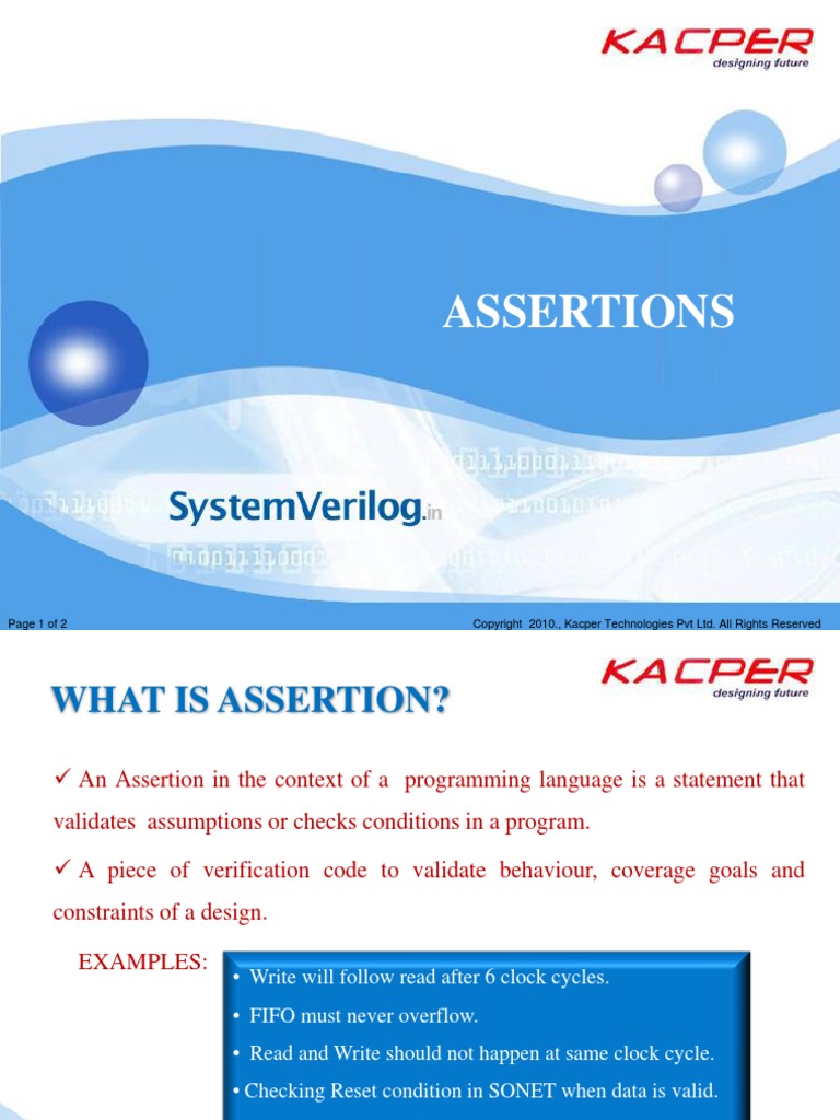 Assertions: Page 1 of 2 | PDF | Formal Verification | Software Development