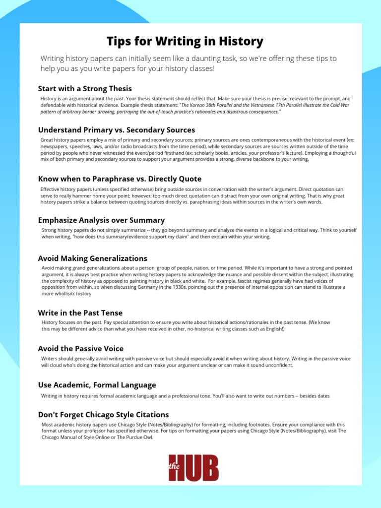 Tips For Writing in History | PDF | Argument | Citation