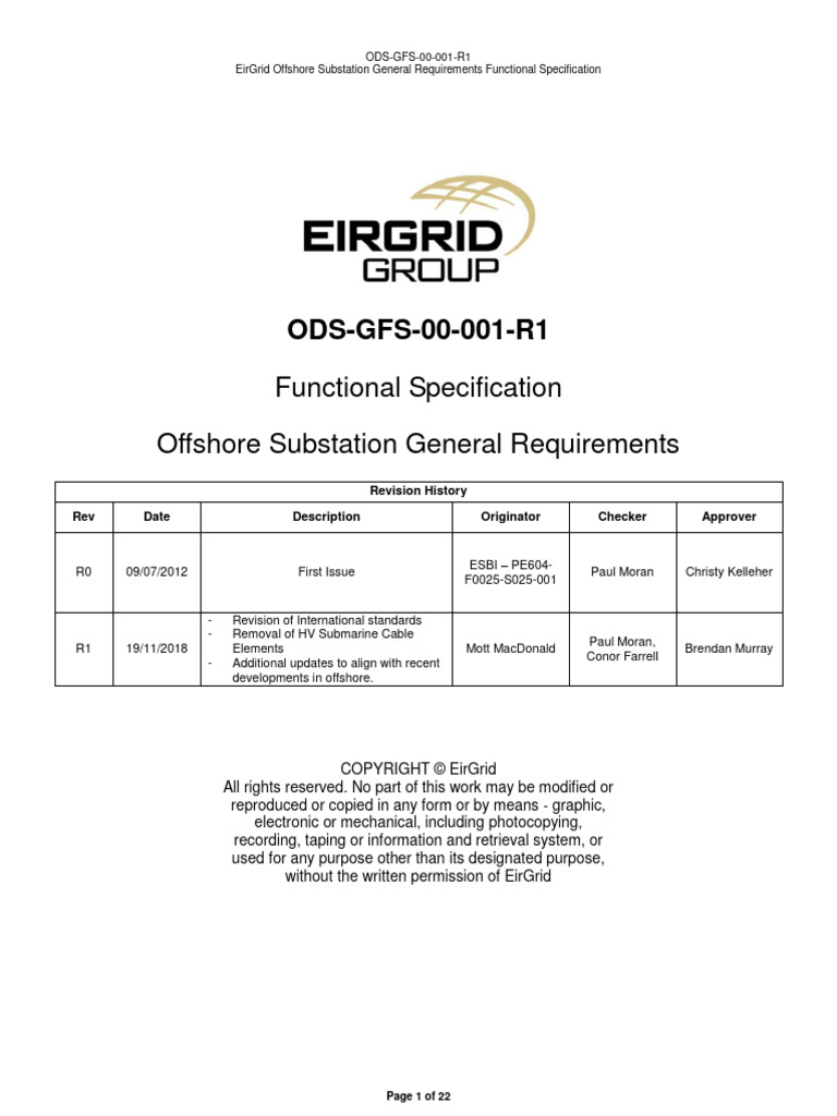 ODS GFS 00 001 R1 Offshore Substation Functional Specification ...