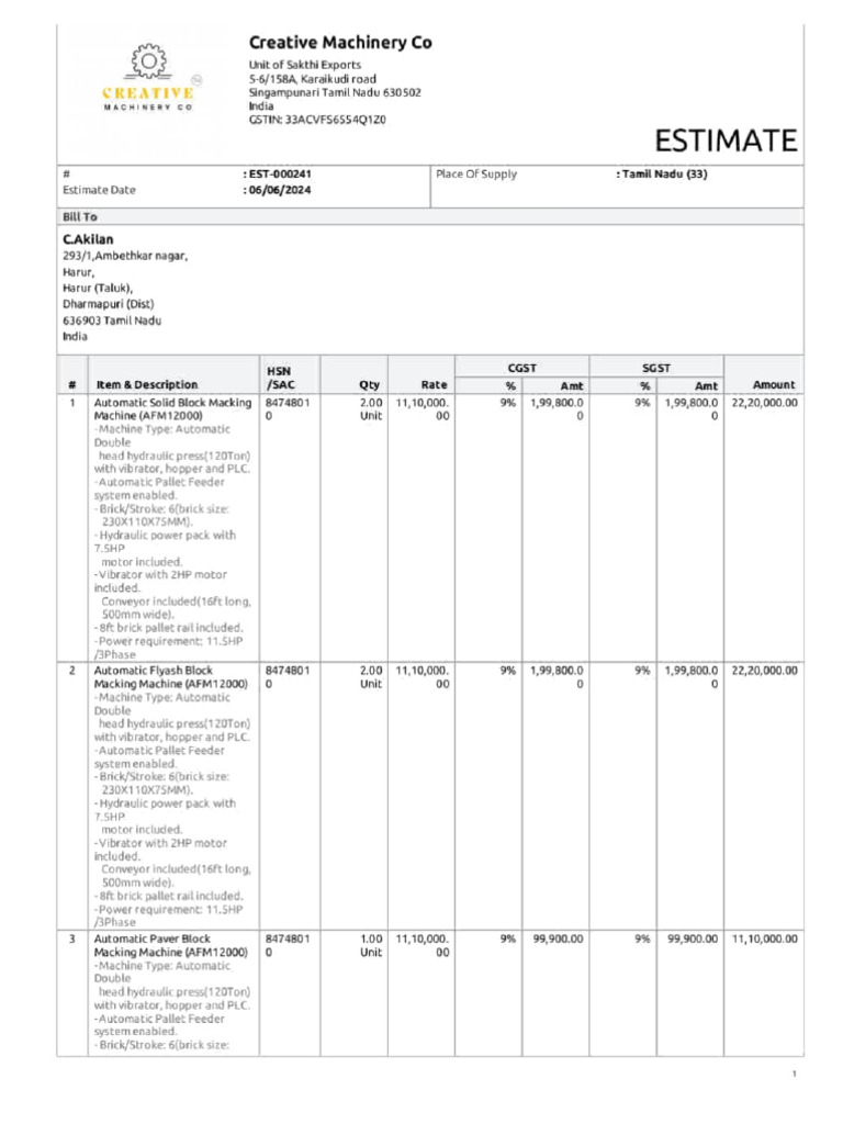 Akilan Quotation | PDF | Mechanical Engineering