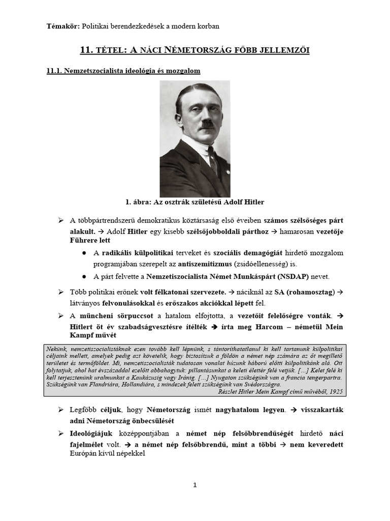 Tetel A Naci Nemetorszag Fobb Jellemzoi | PDF