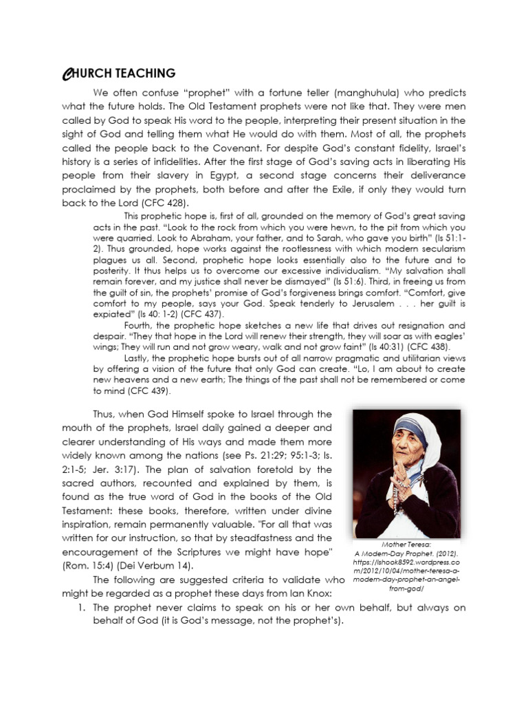 Module 2 Lesson 2 - Church Teaching | PDF | Prophecy | Prophet