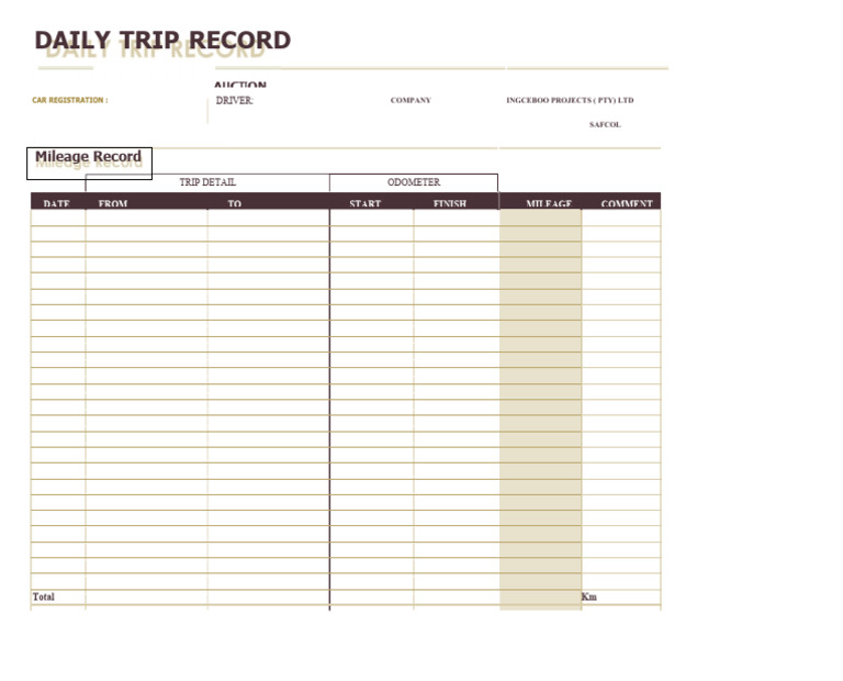 Daily Trip Sheet Template - 3 EDITED | PDF