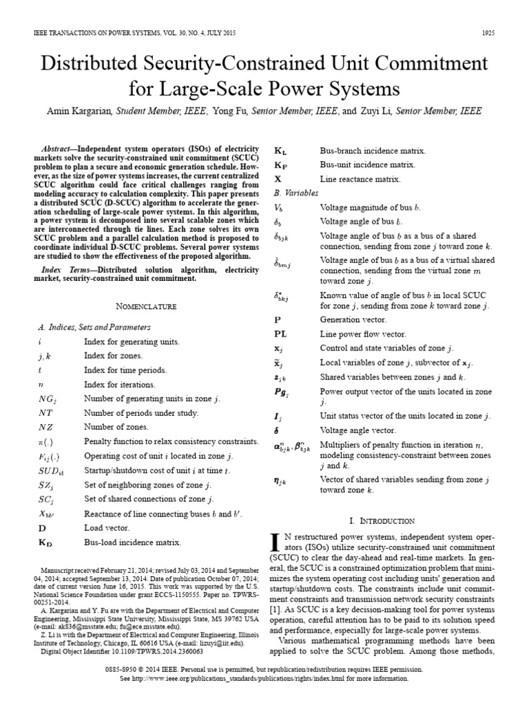 Distributed Security-Constrained Unit Commitment For Large-Scale Power ...