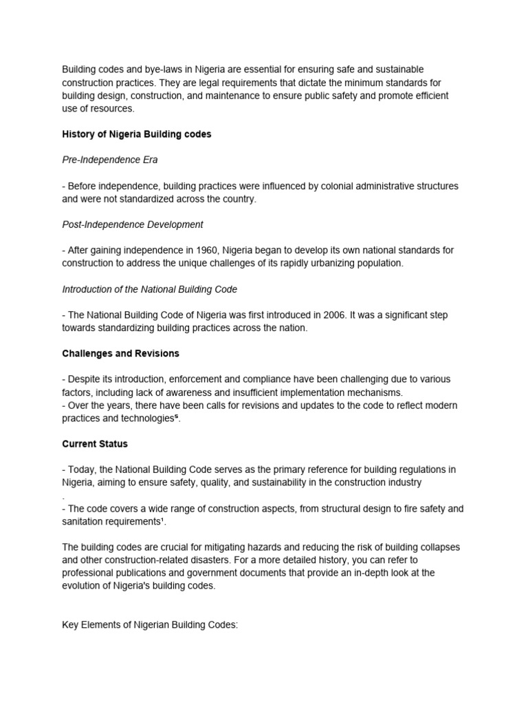 Building Codes and Bye-Laws in Nigeria | PDF | Building Code ...