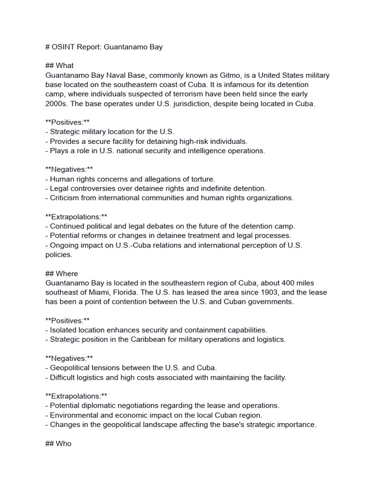 OSINT Report - Guantanamo Bay | PDF | Guantanamo Bay Detention Camp ...