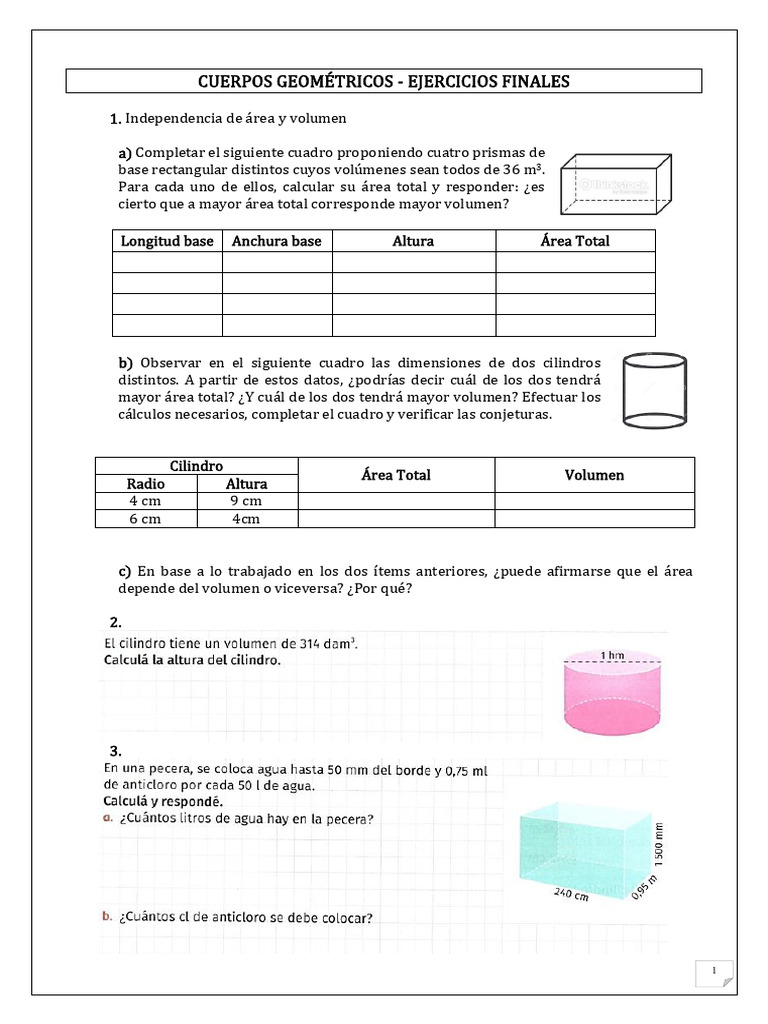 Área y Volumen de Cuerpos - Revisión | PDF | Formas geométricas | Geometría euclidiana