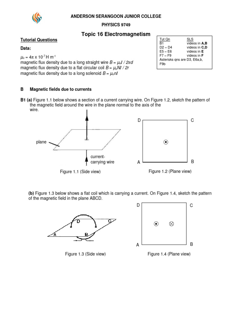 2023 H2 - EM - Tut - Soln | PDF | Magnetic Field | Electron