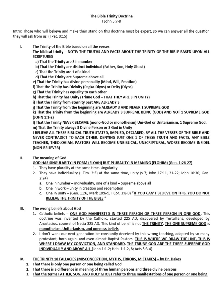 The Bible Trinity Doctrine | PDF | Trinity | God