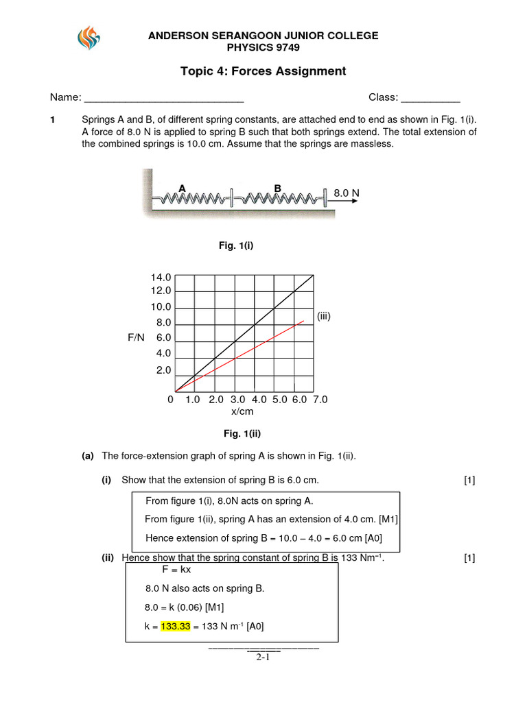 2022 - H2 - 5 - Forces Assignment (Soln) | PDF | Force | Tension (Physics)
