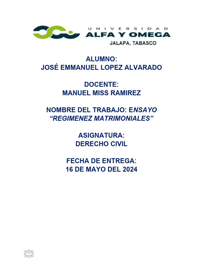 Derecho Civil Ensayo - Jose Emmanuel | PDF | Condominio | Justicia