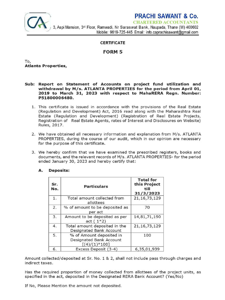 1 Annual Audit Report of Statutory CA (Form 5) (FY 2022-23) | PDF