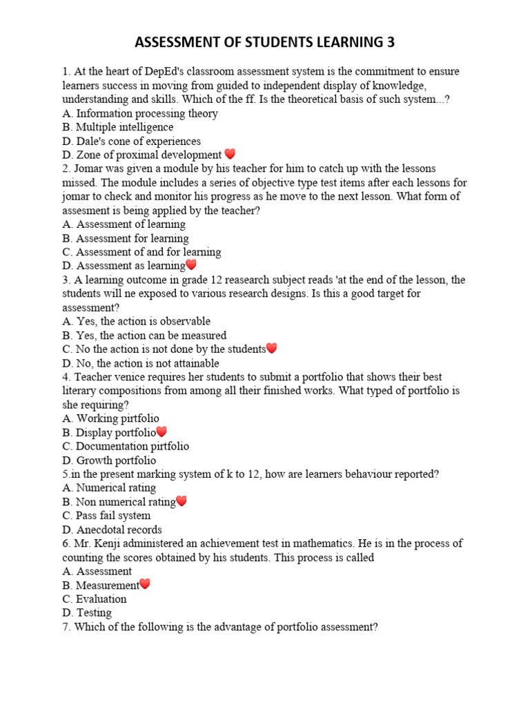 Student Learning Assessment Strategies | PDF | Educational Assessment ...