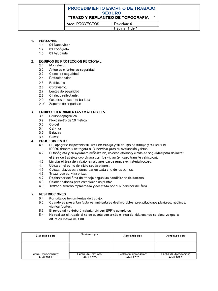 Pet-Conasac-Pry-06.01 Trazo y Replanteo | PDF | Ciencias de la Tierra ...