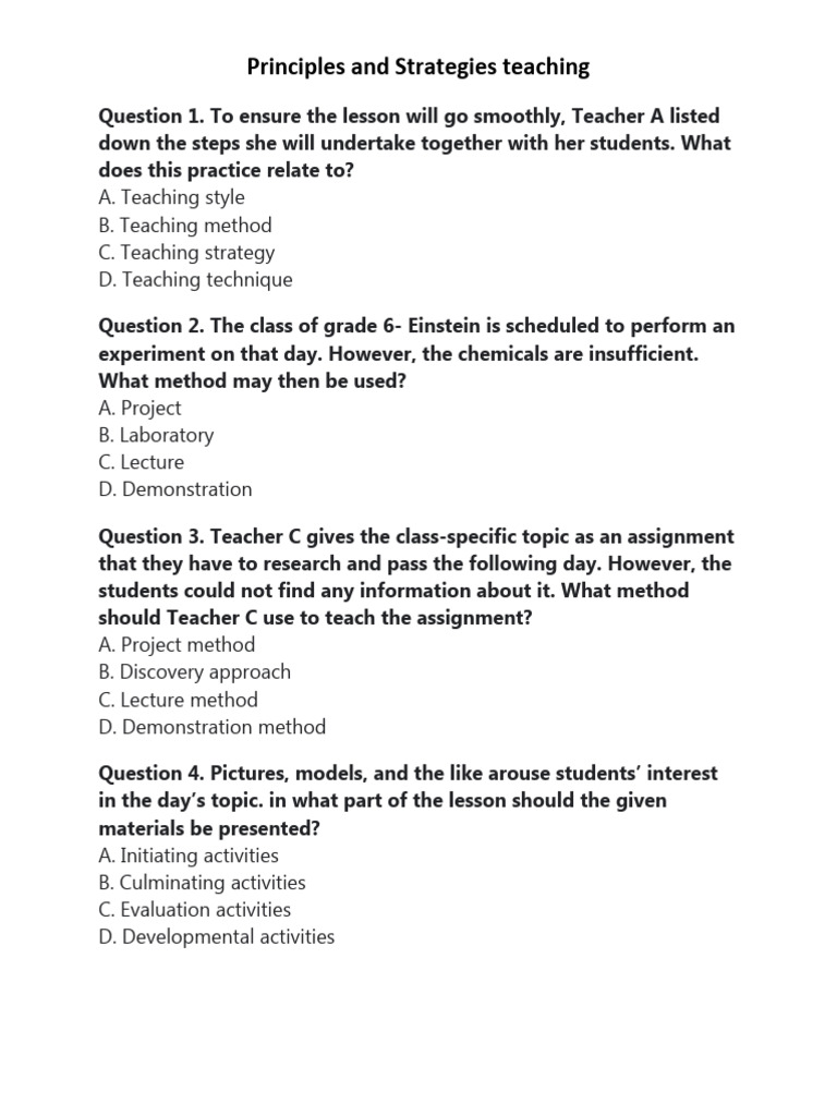 Principles and Strategies of Teaching 1 | PDF | Learning | Teachers