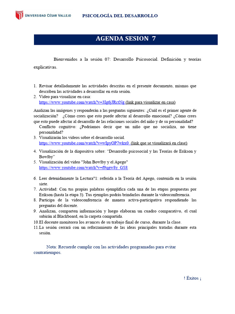 Agenda Sesión 7 PDD | PDF