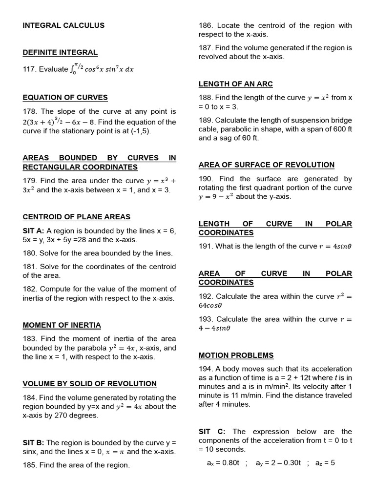Integral Calculus | PDF | Area | Acceleration