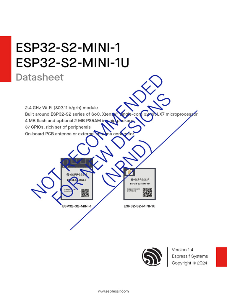 Esp32 s2 Mini 1 - Esp32 s2 Mini 1u - Datasheet - en | PDF | Ieee 802.11 | Electronic Engineering