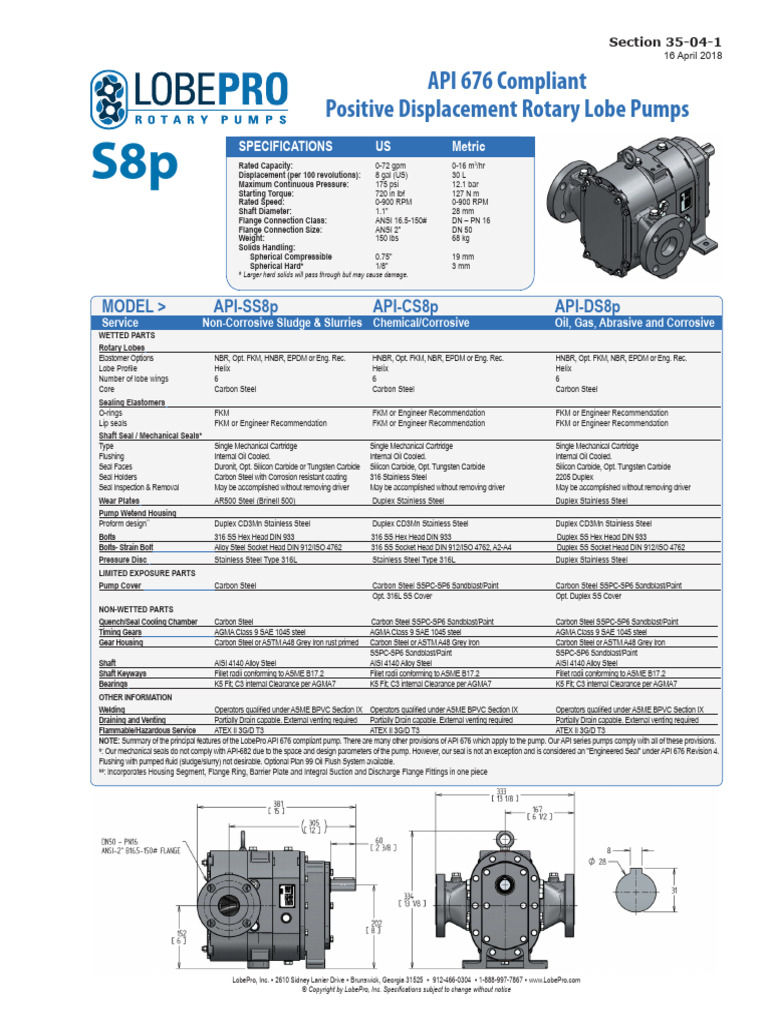 Lobepro API s8p Spec Sheet 2 | PDF | Stainless Steel | Steel