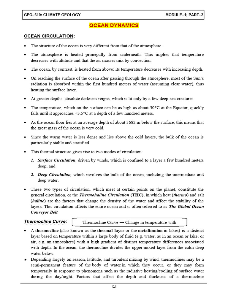 OCEAN DYNAMICS GEOLOGY NOTES | Download Free PDF | Oceans | Atmospheric ... OCEAN DYNAMICS GEOLOGY NOTES | Download Free PDF | Oceans | Atmospheric ...