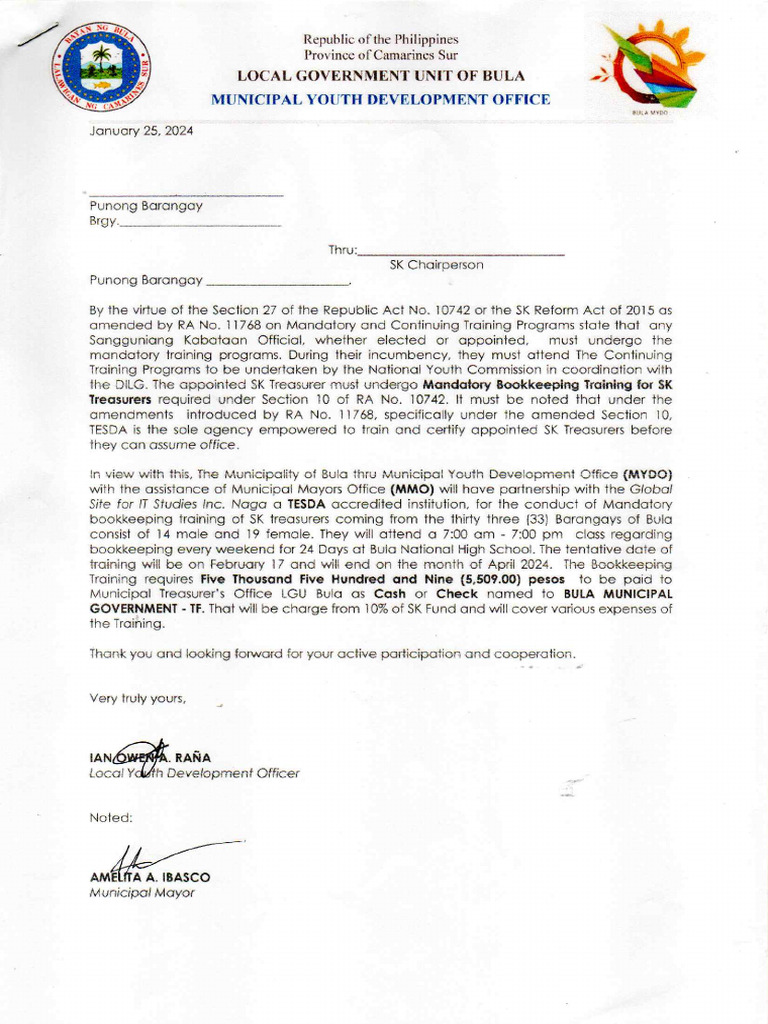 Bookkeeping NC Iii Letter | PDF