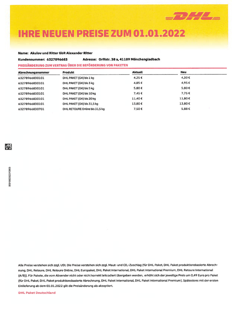 DHL Preise 2022 | PDF