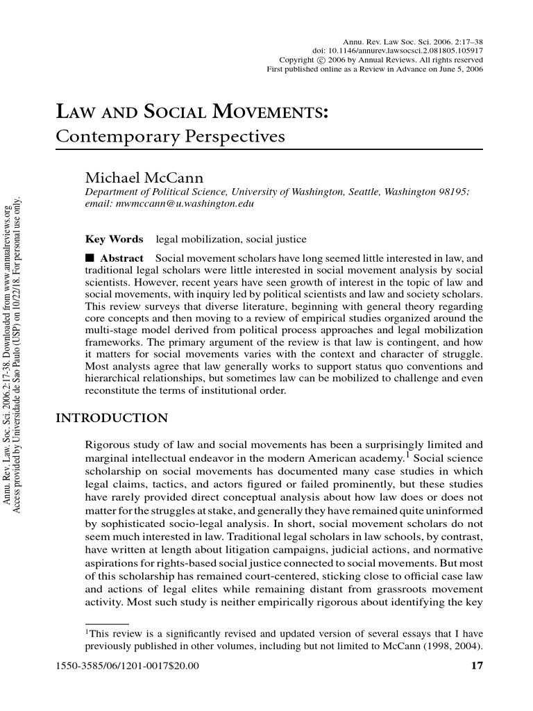 Law and Social Movements Mccann | PDF | Social Movements | Discourse