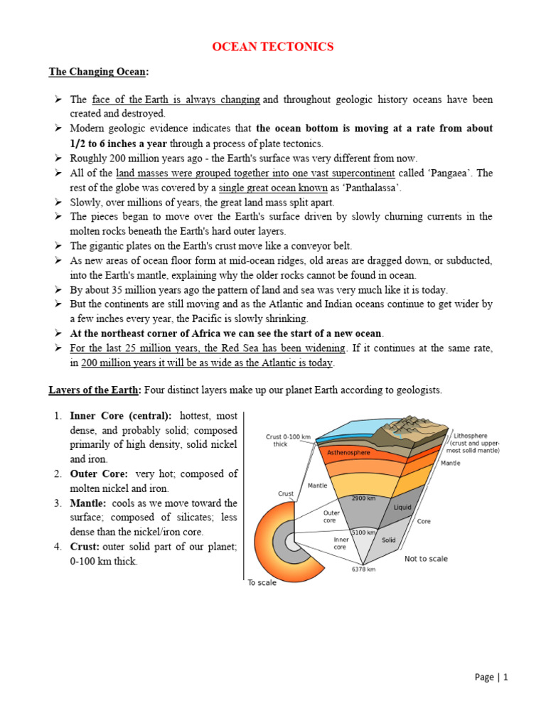 Ocean Tectonics and Earth's Layers Explained | PDF | Plate Tectonics ...
