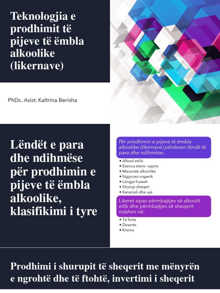 Teknologjia e Prodhimit Tã Pijeve Tã Ã Mbla Alkoolike | PDF