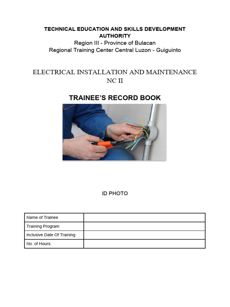Eim NC Ii - Trainees Record Book | PDF | Electrical Wiring ...