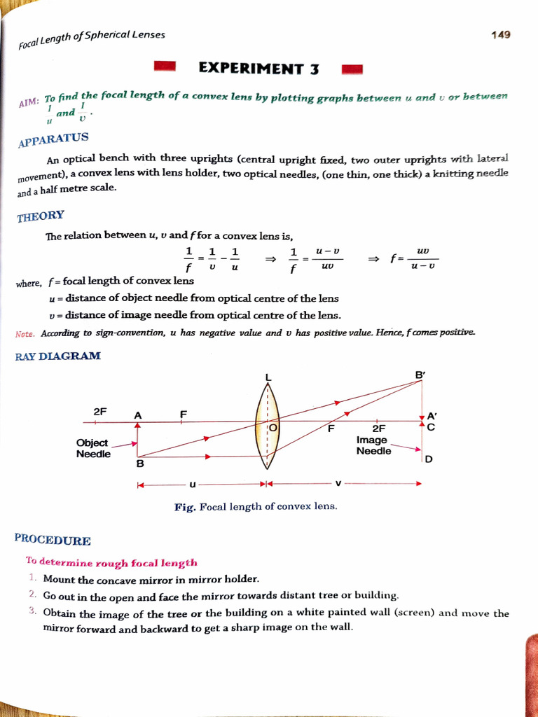 To Find 'F' of A Convex Lens by Plotting Graph | PDF | Optics | Glass Engineering And Science