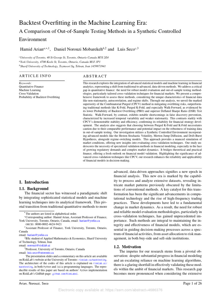 Backtest Overfitting in The Machine Learning Era - A Comparison of Out ...