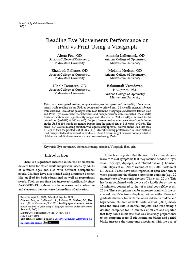 Ipad visagraph | PDF | E Reader | Vision